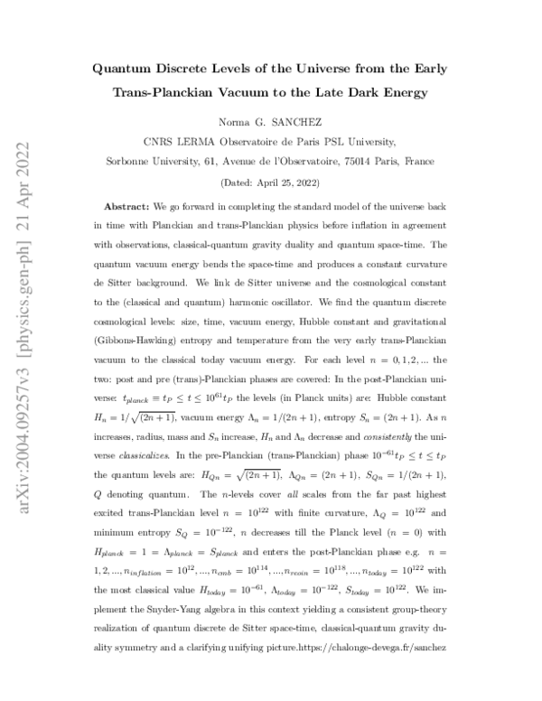 (PDF) Quantum discrete levels of the Universe from the early trans ...