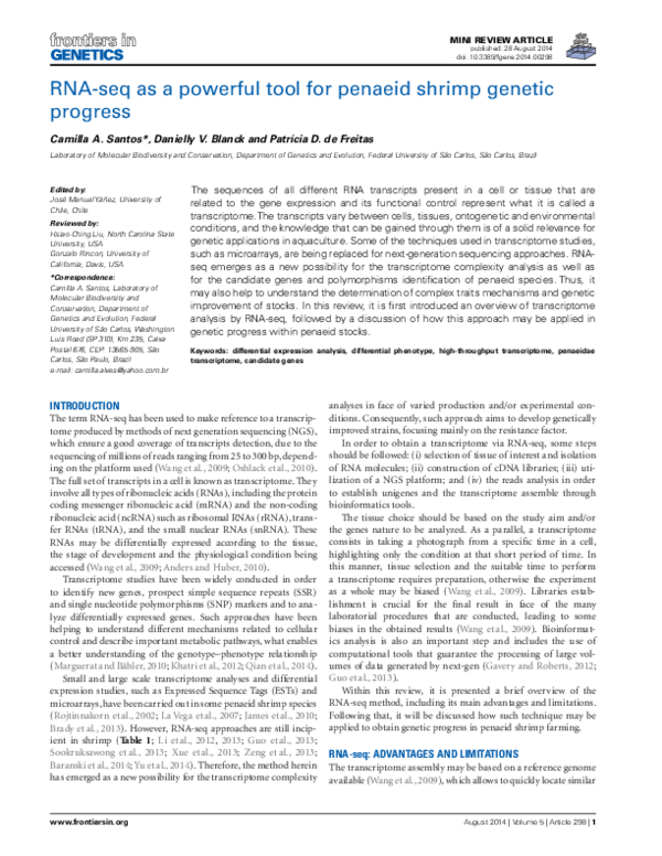 (PDF) RNA-seq as a powerful tool for penaeid shrimp genetic progress
