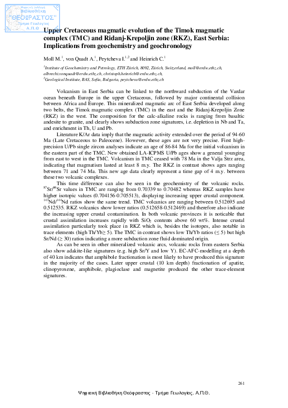 (PDF) Upper Cretaceous magmatic evolution of the Timok magmatic complex ...