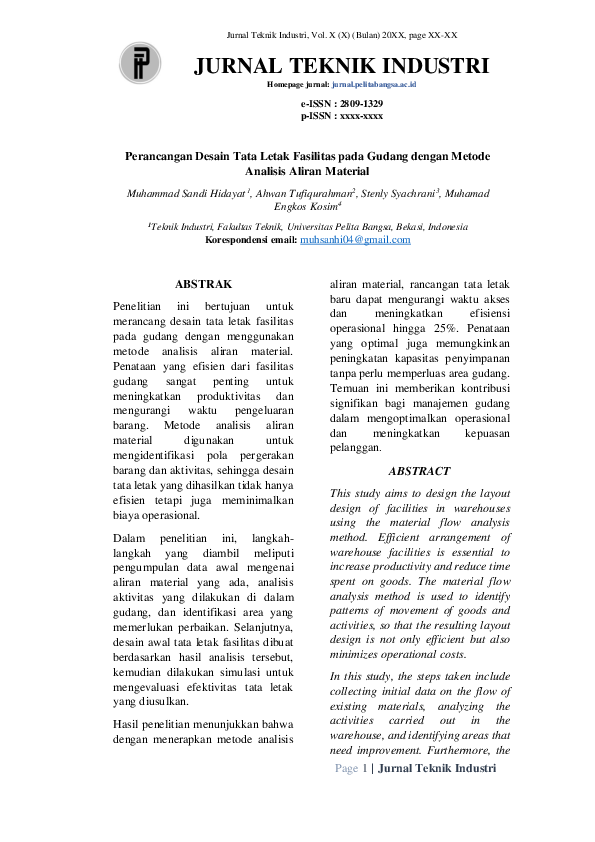 (PDF) PERANCANGAN ULANG TATA LETAK GUDANG