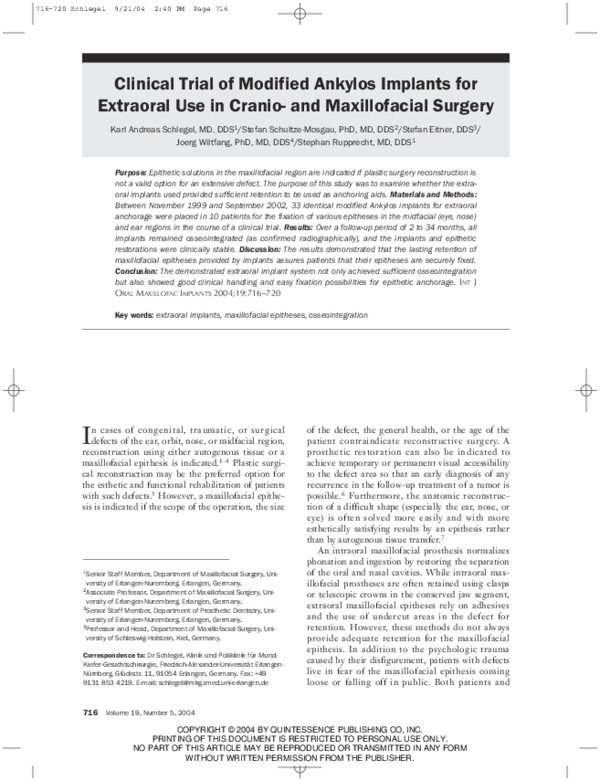 (PDF) Clinical trial of modified ankylos implants for extraoral use in ...