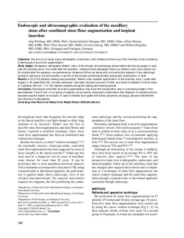(PDF) Endoscopic and ultrasonographic evaluation of the maxillary sinus after combined sinus ...