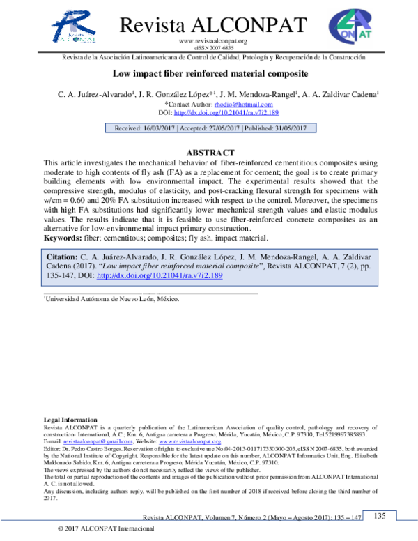 (PDF) Low impact fiber reinforced material composite