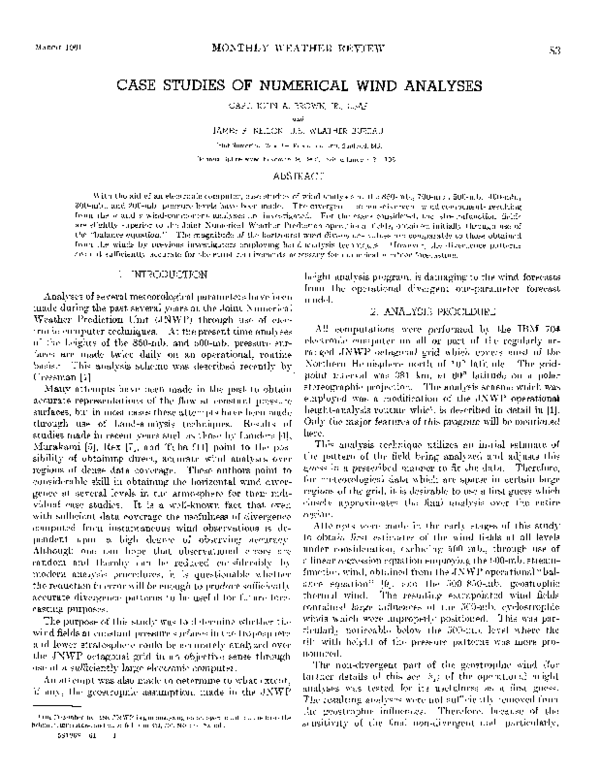 (PDF) Case Studies of Numerical Wind Analyses