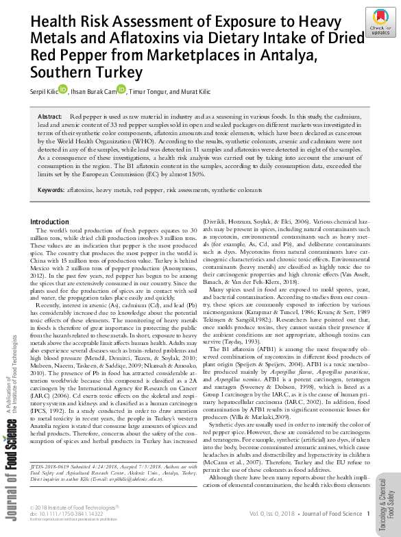 (PDF) Health Risk Assessment of Exposure to Heavy Metals and Aflatoxins ...