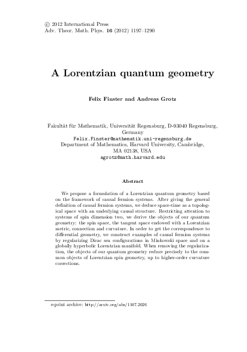 (PDF) A Lorentzian quantum geometry