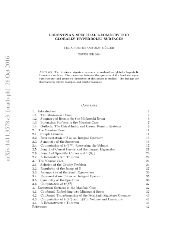 Pdf Lorentzian Spectral Geometry For Globally Hyperbolic Surfaces