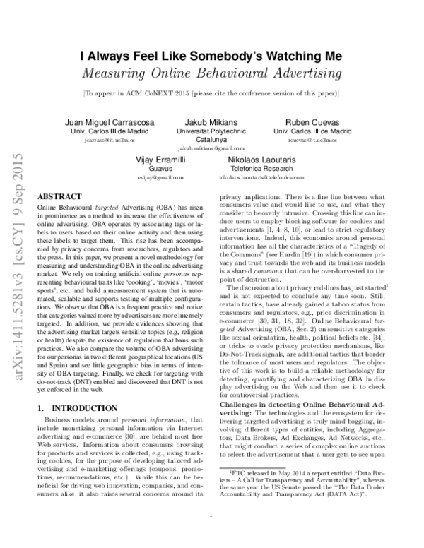 (PDF) I Always Feel Like Somebody's Watching Me. Measuring Online ...