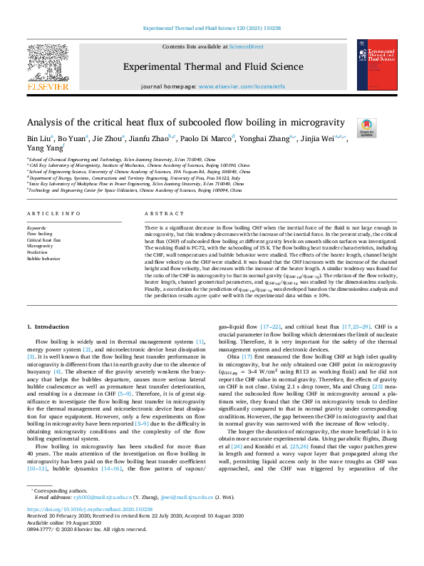 (PDF) Analysis of the critical heat flux of subcooled flow boiling in ...