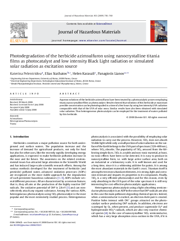 (PDF) Photodegradation of the herbicide azimsulfuron using ...
