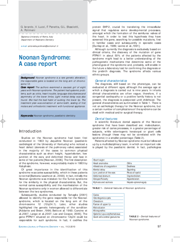 (PDF) Noonan syndrome: A case report