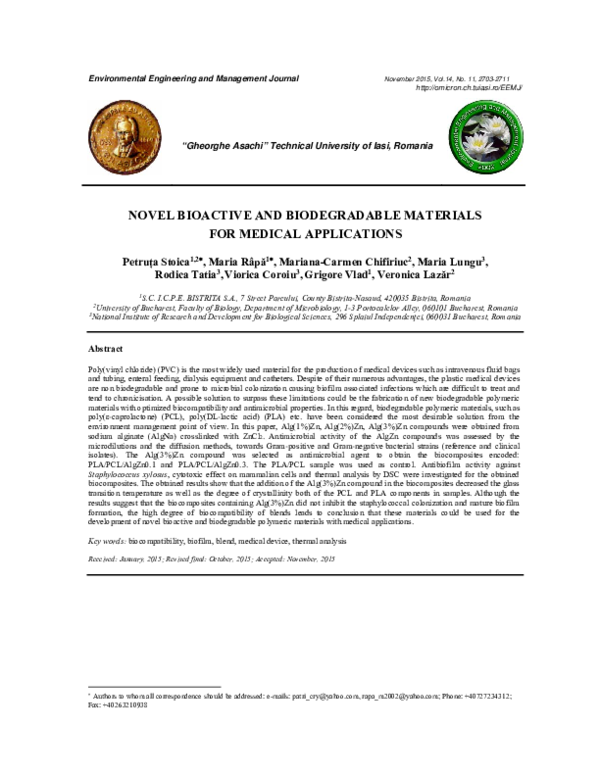 (PDF) Novel Bioactive and Biodegradable Materials for Medical Applications