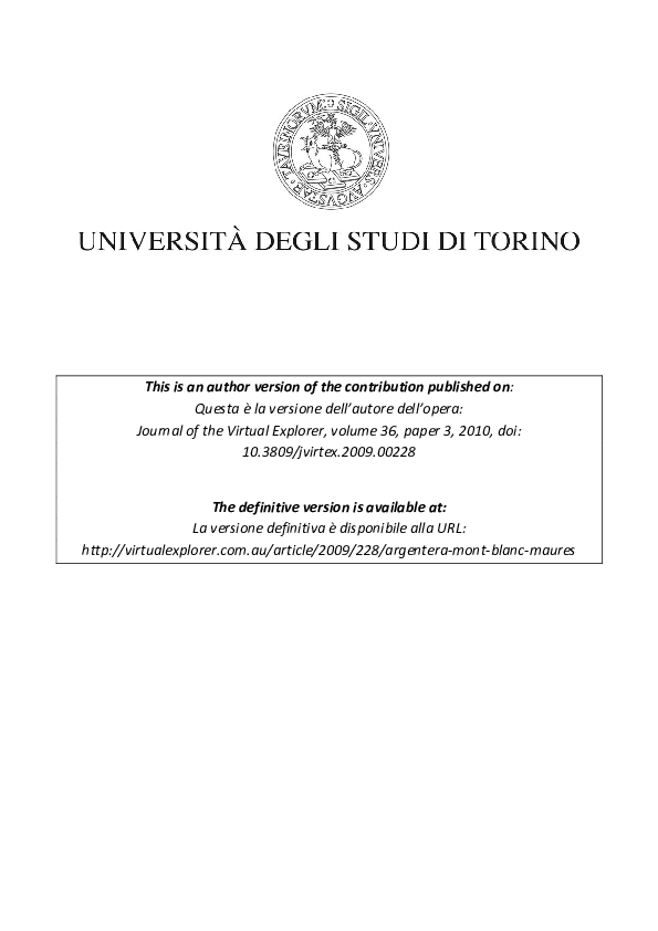 (PDF) Paleo-European crust of the Italian Western Alps: Geological ...