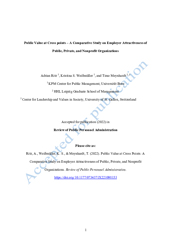 (PDF) Public Value at Cross Points: A Comparative Study on Employer Attractiveness of Public ...