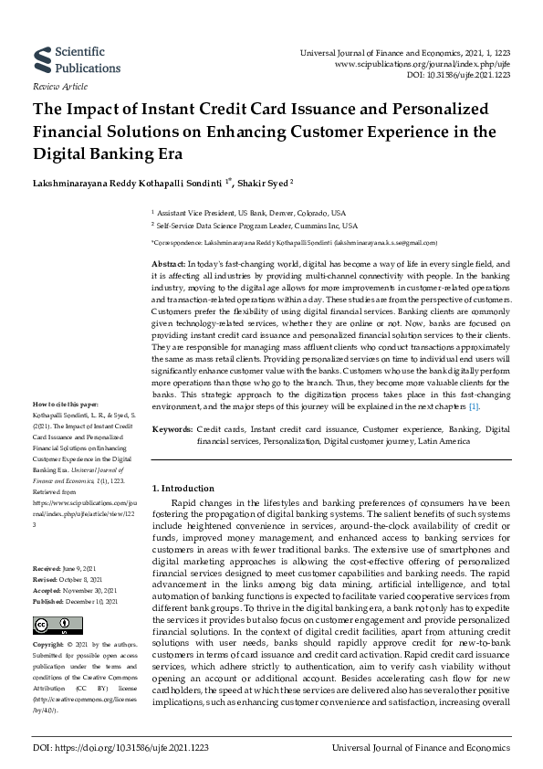 (PDF) The Impact of Instant Credit Card Issuance and Personalized ...