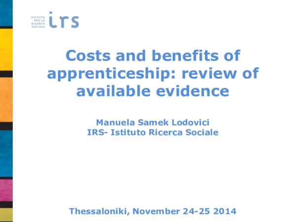 (PDF) Costs and benefits of apprenticeship: review of available evidence