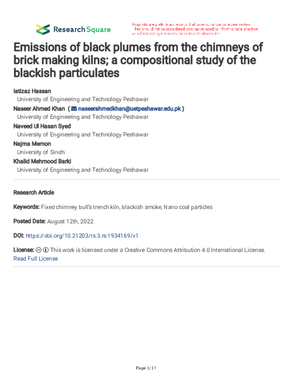 (PDF) Emissions of black plumes from the chimneys of brick making kilns ...