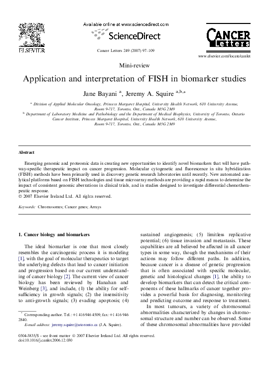 (PDF) Application and interpretation of FISH in biomarker studies