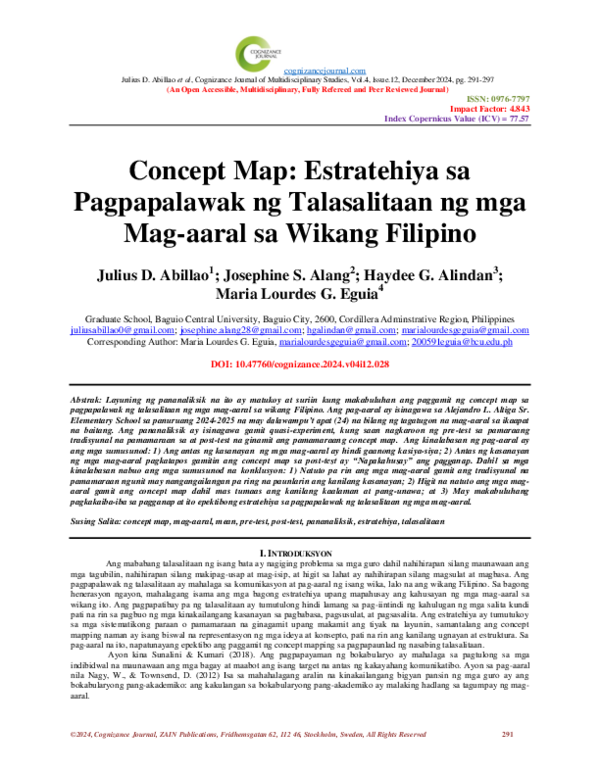 (PDF) Concept Map: Estratehiya sa Pagpapalawak ng Talasalitaan ng mga ...