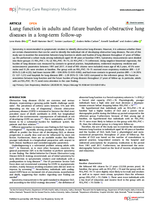 (PDF) Lung function in adults and future burden of obstructive lung ...