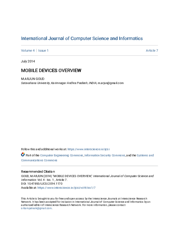 (PDF) Mobile Devices Overview