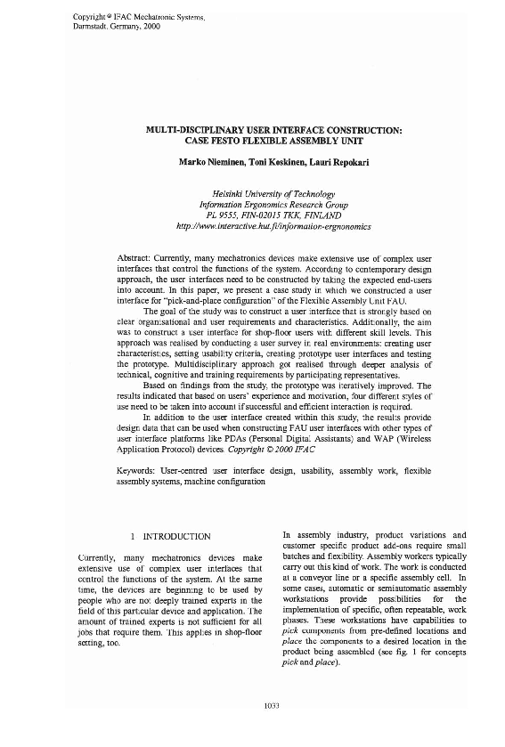 (PDF) Multi-Disciplinary User Interface Construction: Case Festo ...
