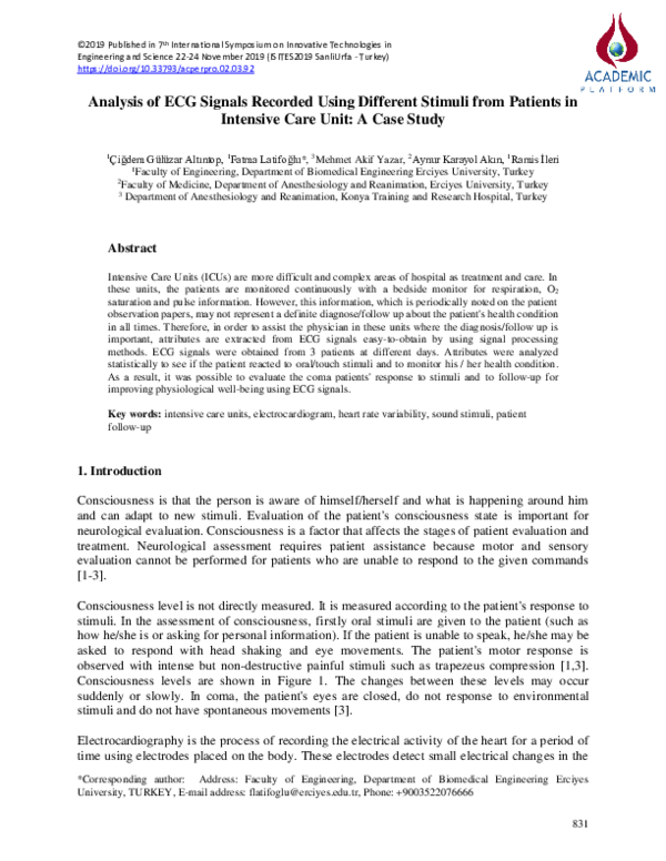 (PDF) Analysis of ECG Signals Recorded Using Different Stimuli from ...