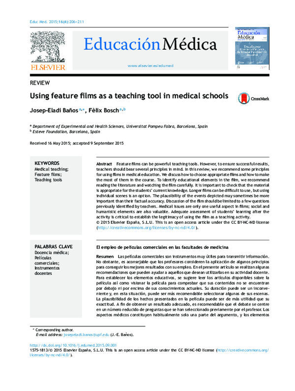 (PDF) Using feature films as a teaching tool in medical schools