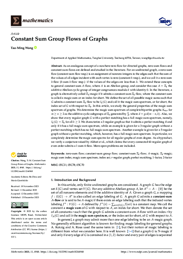 (PDF) Constant-Sum Group Flows of Graphs
