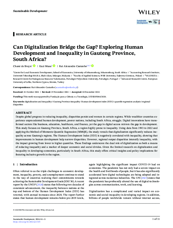 (PDF) Can Digitalization Bridge the Gap? Exploring Human Development ...