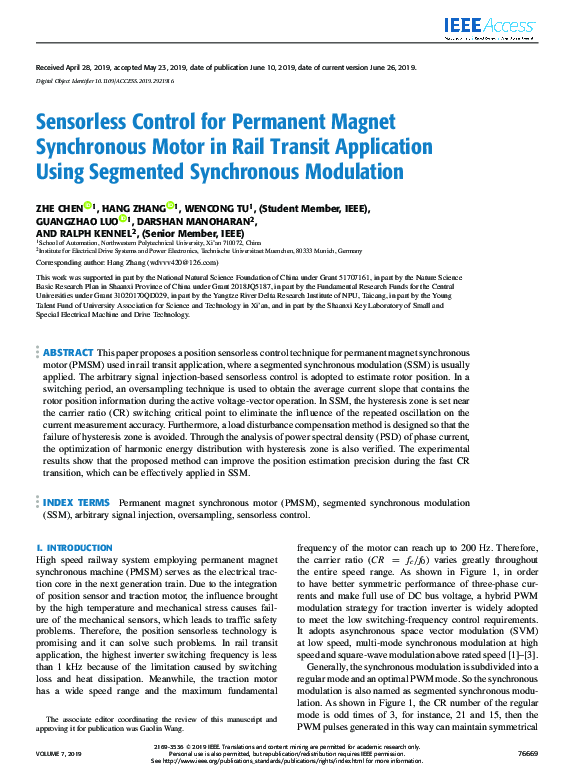 (PDF) Sensorless Control for Permanent Magnet Synchronous Motor in Rail Transit Application ...