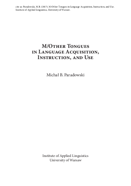 (PDF) Cross-linguistic influence (aka language transfer)