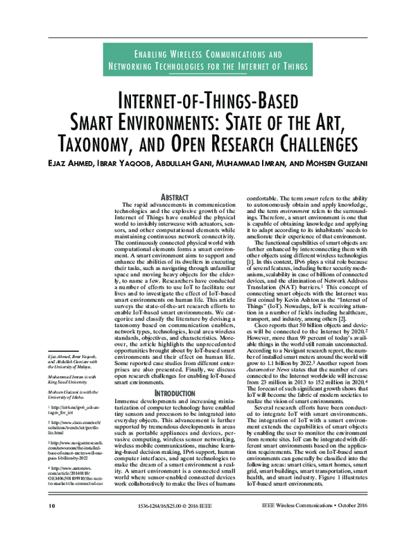 (PDF) Internet-of-things-based smart environments: state of the art ...