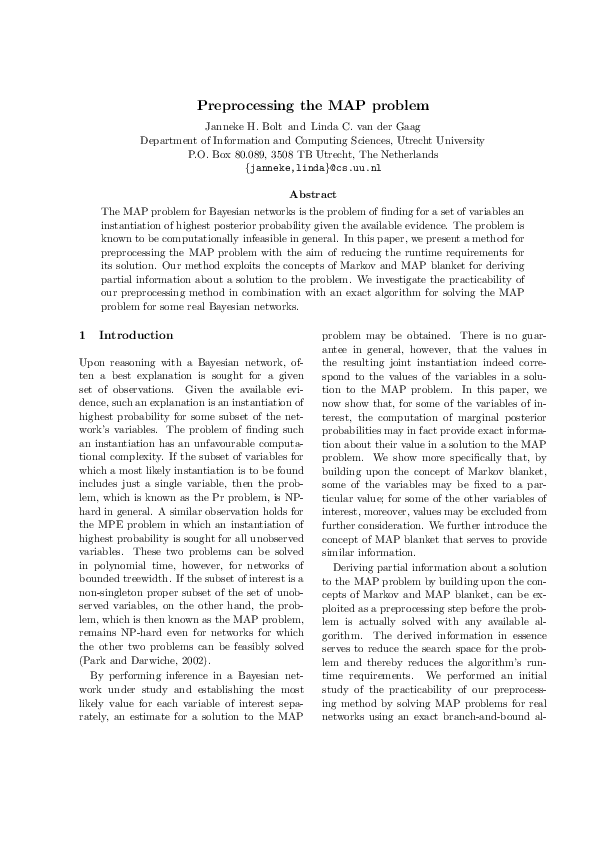 (PDF) Preprocessing the MAP Problem