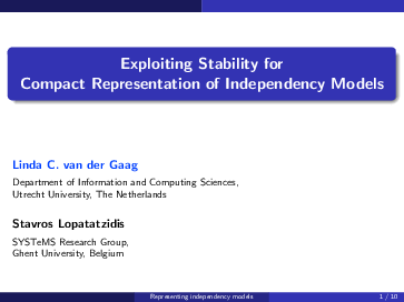 (PDF) Exploiting Stability for Compact Representation of Independency Models