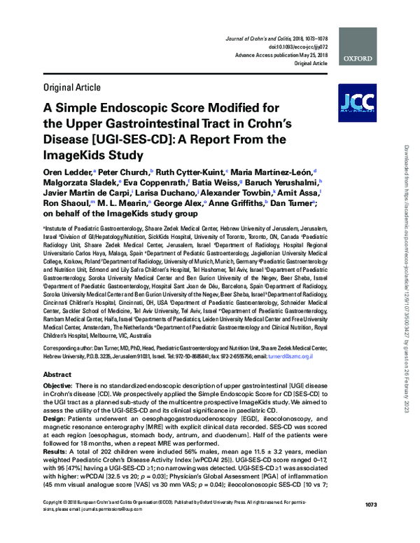 (PDF) A Simple Endoscopic Score Modified for the Upper Gastrointestinal ...