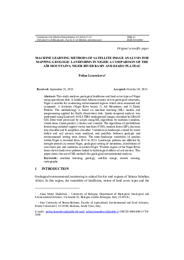 (PDF) Machine Learning Methods of Satellite Image Analysis for Mapping Geologic Landforms in ...