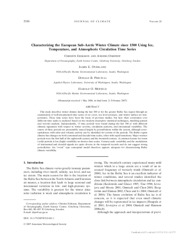 (PDF) Characterizing the European Sub-Arctic Winter Climate since 1500 ...