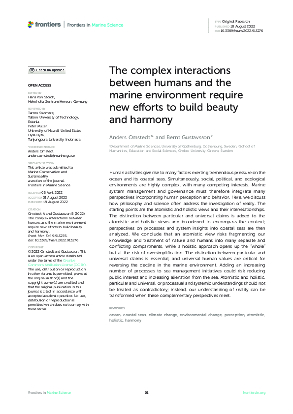 (PDF) The complex interactions between humans and the marine ...