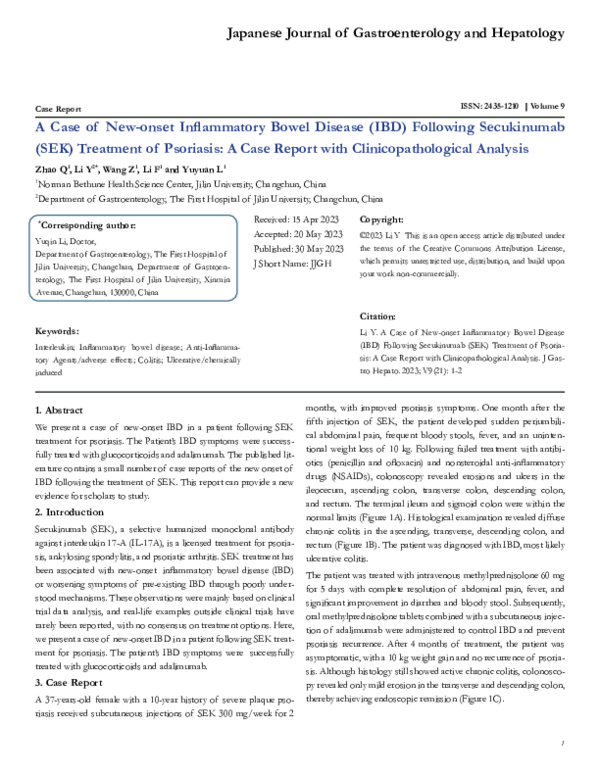 (PDF) A Case of New-onset Inflammatory Bowel Disease (IBD) Following ...