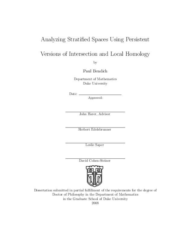 (PDF) Analyzing stratified spaces using persistent versions of intersection and local homology