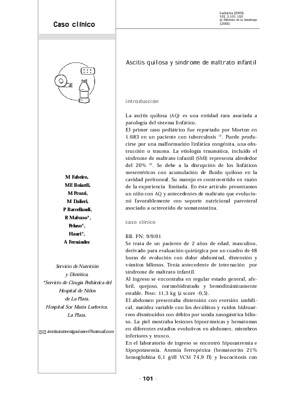 (PDF) Ascitis quilosa y síndrome de maltrato infantil