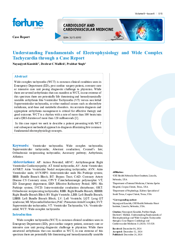 (PDF) Understanding Fundamentals of Electrophysiology and Wide Complex ...