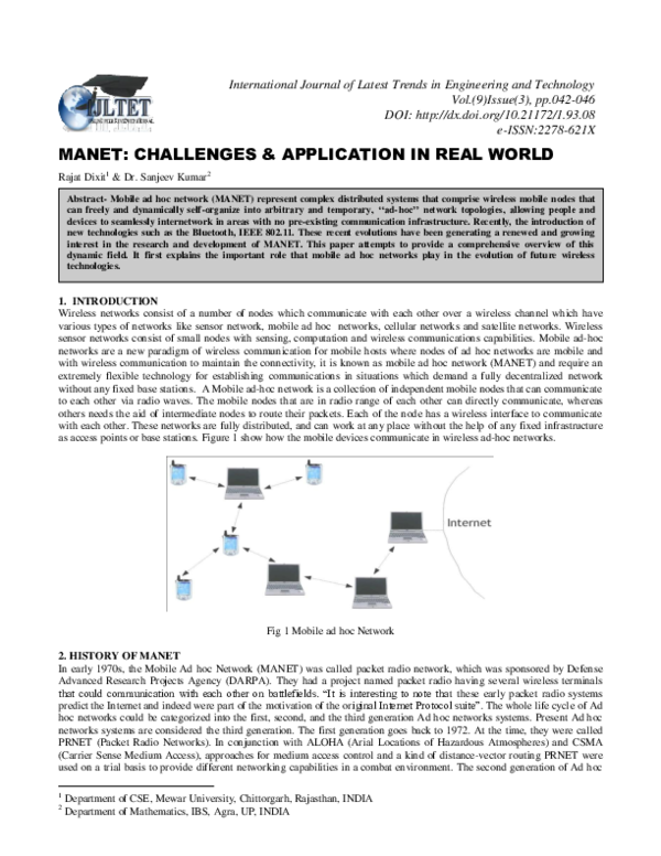 (PDF) Manet: challenges & application in real world