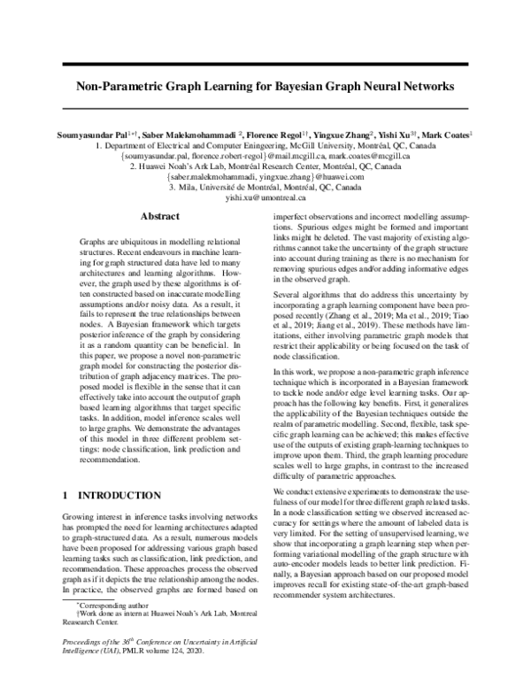 (PDF) Non Parametric Graph Learning for Bayesian Graph Neural Networks