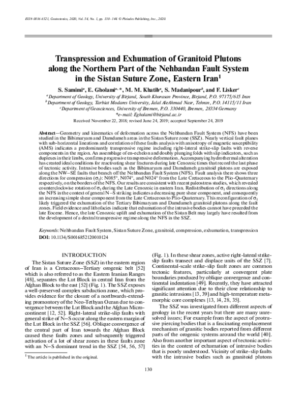 (PDF) Transpression and Exhumation of Granitoid Plutons along the ...