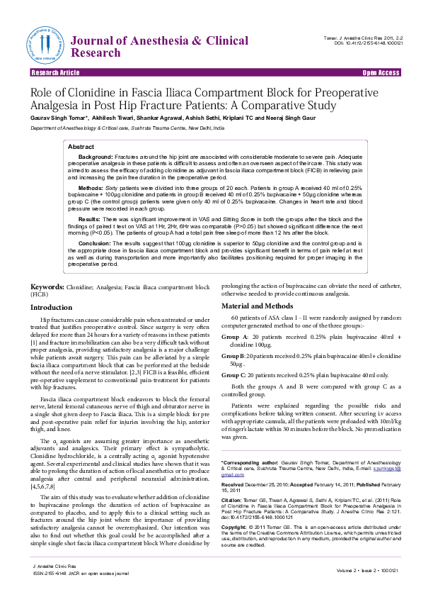 (PDF) Role of Clonidine in Fascia Iliaca Compartment Block for ...