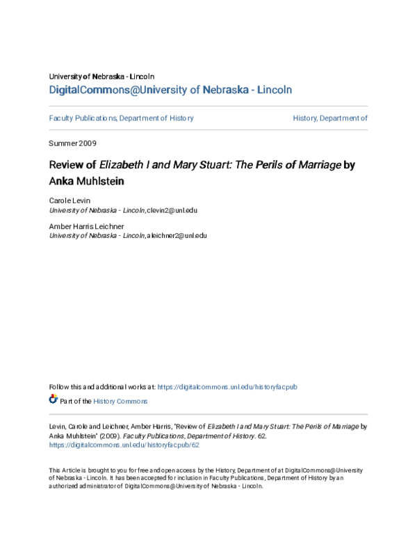 (PDF) Review of Elizabeth I and Mary Stuart: The Perils of Marriage by ...