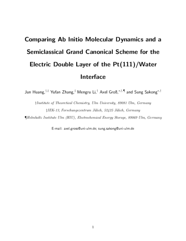 (PDF) Comparing Ab Initio Molecular Dynamics and a Semiclassical Grand Canonical Scheme for the ...