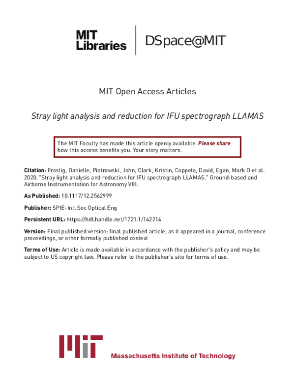 (PDF) Stray light analysis and reduction for IFU spectrograph LLAMAS
